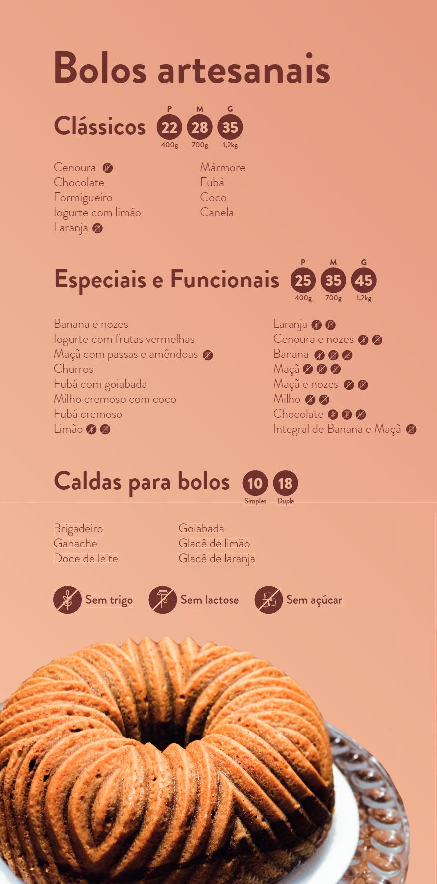 Cardápio Bolos & Sobremesas | Bolo ao Forno